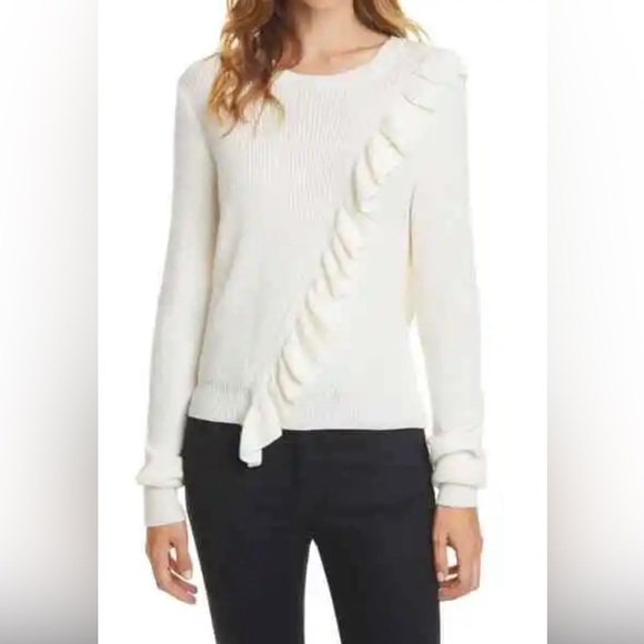 Joie | Sweaters | Joie Viviana Ruffle Sweater White | Poshmark